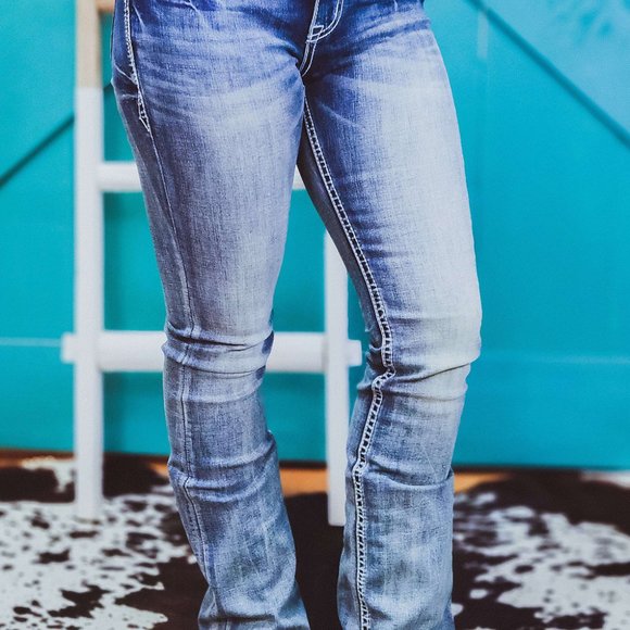 Unbranded | Jeans | Sky Blue Western Fashion Bull Skull Embroidered ...